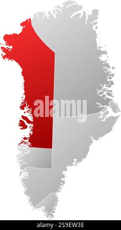 Map of Greenland with the provinces, filled with a linear gradient ...