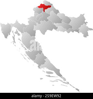 Map of Croatia with the provinces, filled with a linear gradient ...