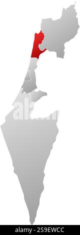 Map of Israel with the provinces, filled with a linear gradient ...