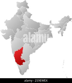 map of Karnataka is a state of India with borders districts Stock ...