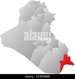 Map of Iraq with the provinces, Basra is highlighted Stock Vector Image ...