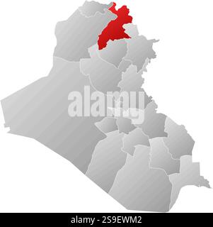 Map of Iraq with the provinces, Arbil is highlighted Stock Vector Image ...