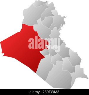 Map of Iraq with the provinces, Al Anbar is highlighted Stock Vector ...
