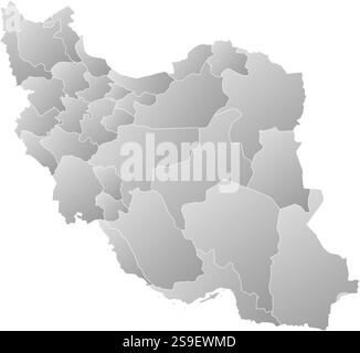 Map of Iran with the provinces, filled with a linear gradient Stock ...