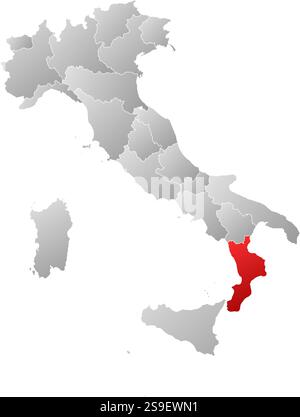 Map of Italy with the provinces, Calabria is highlighted Stock Vector ...