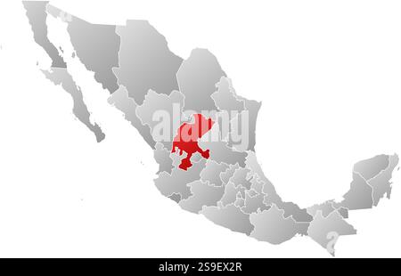 Map of Mexico with the provinces, Zacatecas is highlighted Stock Vector ...