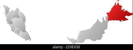 Map of Malaysia with the provinces, Sabah is highlighted Stock Vector ...