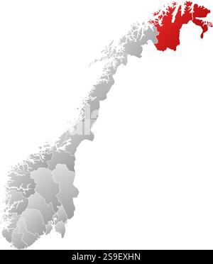 Map of Norway with the provinces, filled with a linear gradient ...
