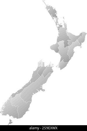 Map of New Zealand with the provinces, filled with a linear gradient ...