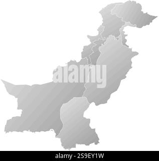 Map of Pakistan with the provinces, filled with a linear gradient ...