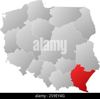 Map of Poland with the provinces, filled with a linear gradient ...