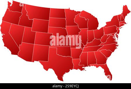 Map of United States with the provinces, filled with a linear gradient ...