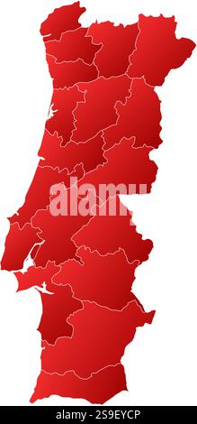 Map of Portugal with the provinces, filled with a linear gradient ...