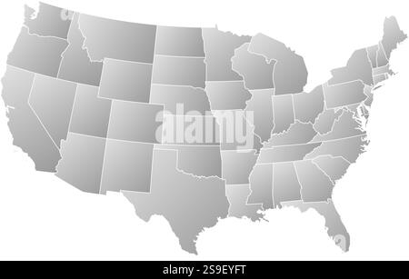 Map of United States with the provinces, filled with a linear gradient ...