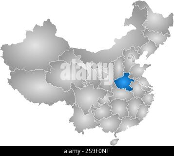 Map of China with the provinces, Henan is highlighted in yellow Stock ...