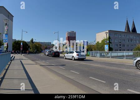 Cars crossing the Słubice / Frankfurt Oder Border Bridge on the German ...