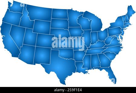 Map of United States, filled with a radial gradient Stock Vector Image ...