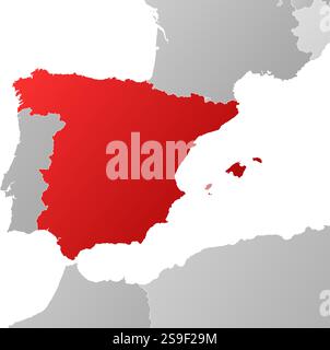 Map of Spain with the provinces, filled with a linear gradient, Navarre ...