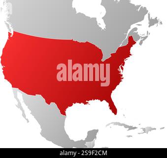 Map of United States with the provinces and nearby countries, filled ...