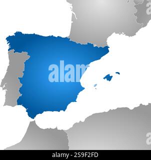 Map of Spain with the provinces, filled with a radial gradient Stock ...