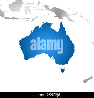 Map of Australia with the provinces, filled with a radial gradient ...