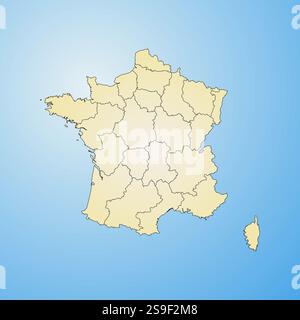 Map of France with the provinces, filled with a radial gradient Stock ...