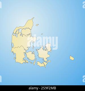 Map of Danmark with the provinces, filled with a radial gradient, North ...
