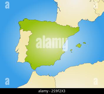 Map of Spain, filled with a radial gradient Stock Vector Image & Art ...
