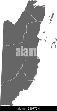 Map of Belize with regions. Just a simple country border map with ...