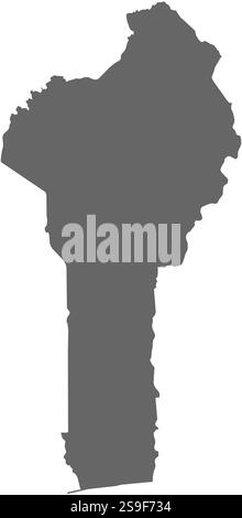 Map of Benin with regions. Just a simple country border map with region ...