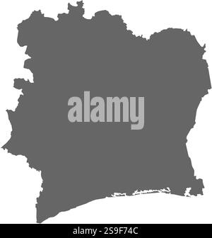 Ivory Coast map with shapes of regions. Blank vector map of the country ...