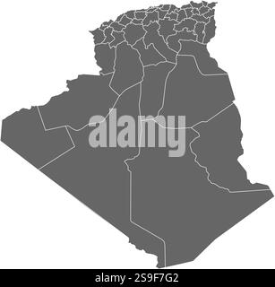 Algeria map in dark color, oval map with neighboring countries. Vector ...