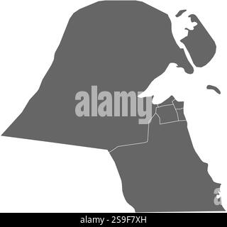 Map of Kuwait with regions. Just a simple country border map with ...