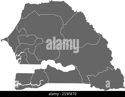 Senegal map in dark color, oval map with neighboring countries. Vector ...