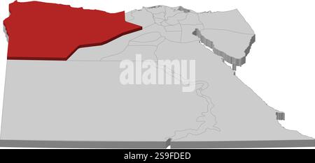 Map of Egypt with the provinces, Matrouh is highlighted Stock Vector ...
