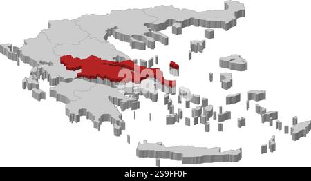 Map of Greece as a gray piece., Central Macedonia is highlighted in red ...