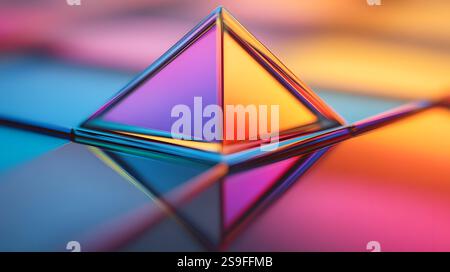 Reflective Prism Splitting Light into Vibrant Colors,Symbolizing ...