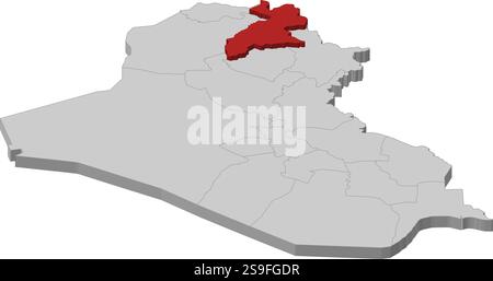 Map of Iraq with the provinces, Arbil is highlighted Stock Vector Image ...
