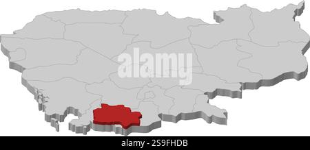 Map of Cambodia with the provinces, Kampot is highlighted Stock Vector ...