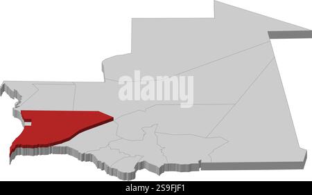 Trarza map of Mauritania grey illustration silhouette shape Stock ...
