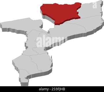 Map of Mozambique with the provinces, Niassa is highlighted Stock ...