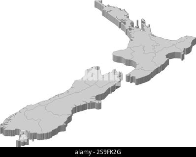 Map of New Zealand as a gray piece., Wellington is highlighted in red ...