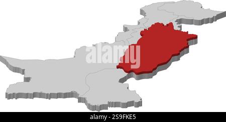 Map of India as a gray piece., Punjab is highlighted in red Stock ...