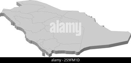 Map of Saudi Arabia as a gray piece, Northern Borders Province is ...