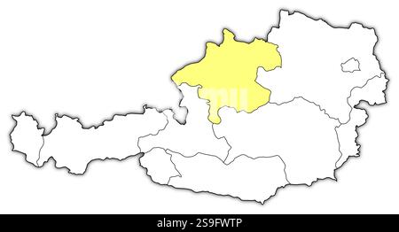 Map of Austria with the provinces, Upper Austria is highlighted Stock ...