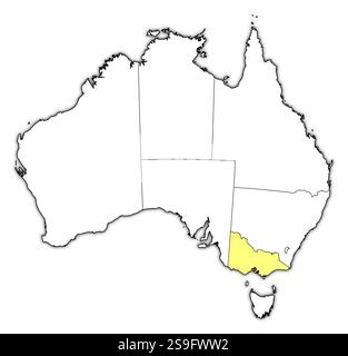 Map of Australia with the provinces, Victoria is highlighted Stock ...