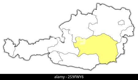 Map of Austria with the provinces, Styria is highlighted Stock Vector ...