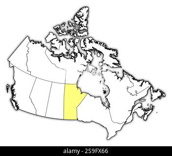 Map of Canada with the provinces, Manitoba is highlighted Stock Vector ...