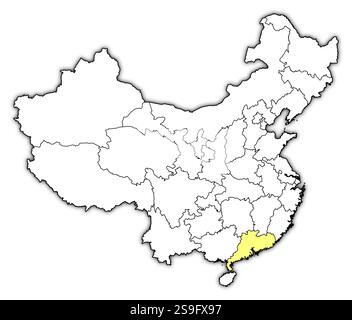 Map of China with the provinces, Guangdong is highlighted Stock Vector ...