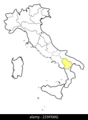Map of Italy with the provinces, Basilicata is highlighted Stock Vector ...